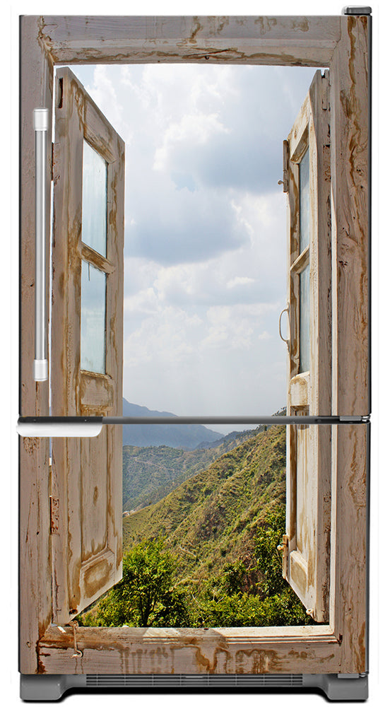 Magnetic Open Window Refrigerator Skins How to Cover Wrap Fridge Door ...