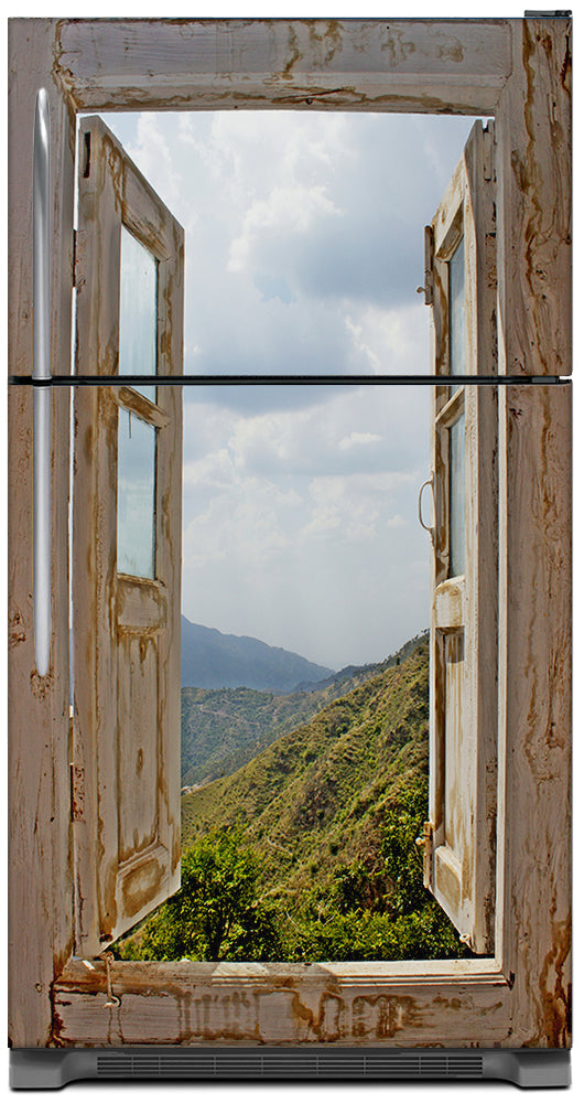 Magnetic Open Window Refrigerator Skins How to Cover Wrap Fridge Door ...